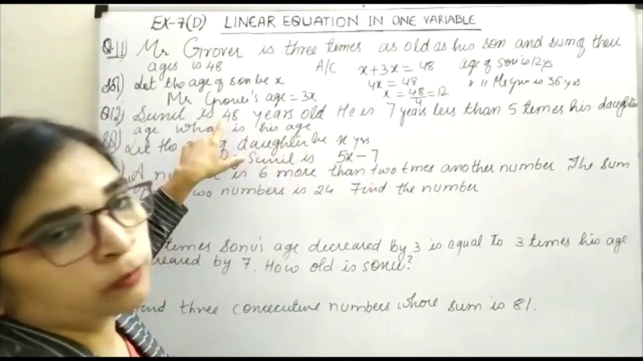 class 7 chapter 7, maths linear equation in one variable, exercise 7-D ...