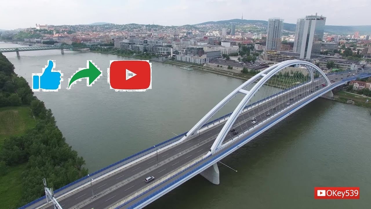 Apollo bridge & downtown buildings in Bratislava ( Slovakia ) - YouTube