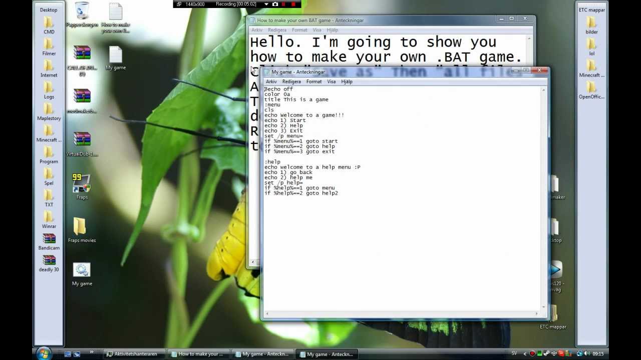 How to make a .BAT game (free) - YouTube