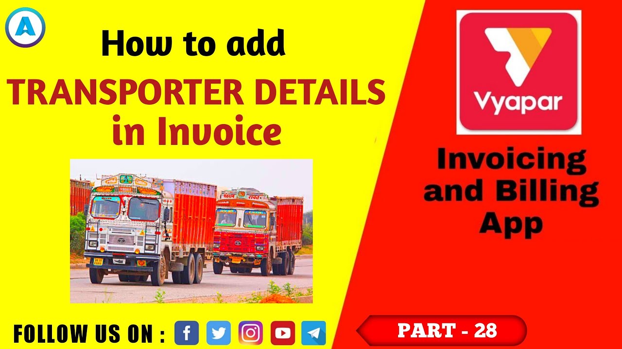 Vyapar: How to add Transporter details in Invoice || Transporter ...