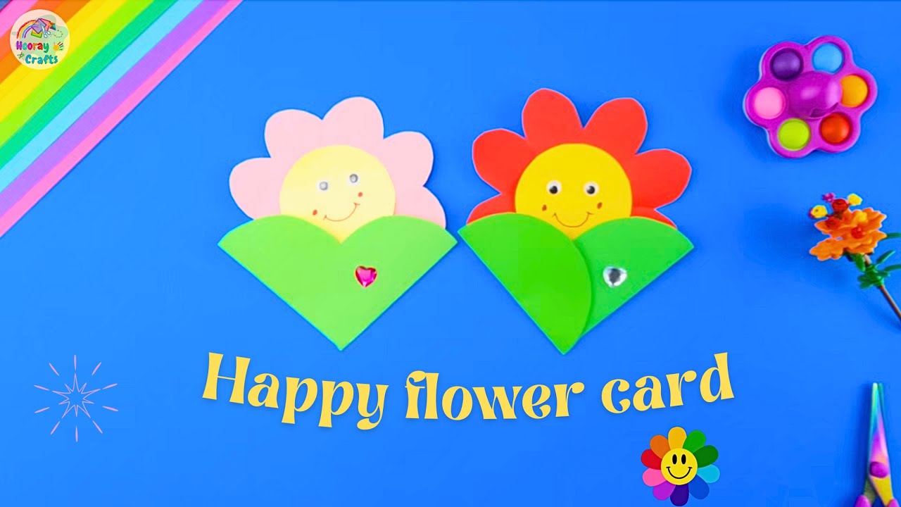 How to make a happy flower card - YouTube