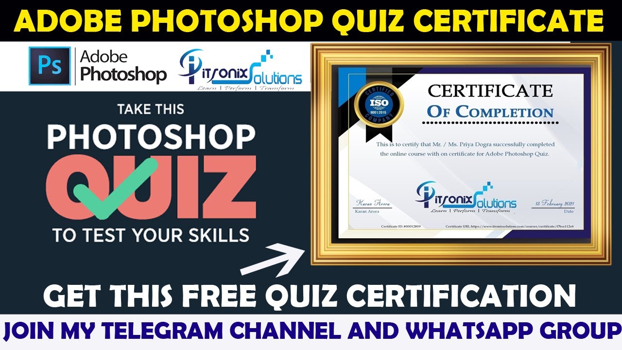 Adobe Photoshop Certificate | Free Online Quiz on Adobe Photoshop with ...