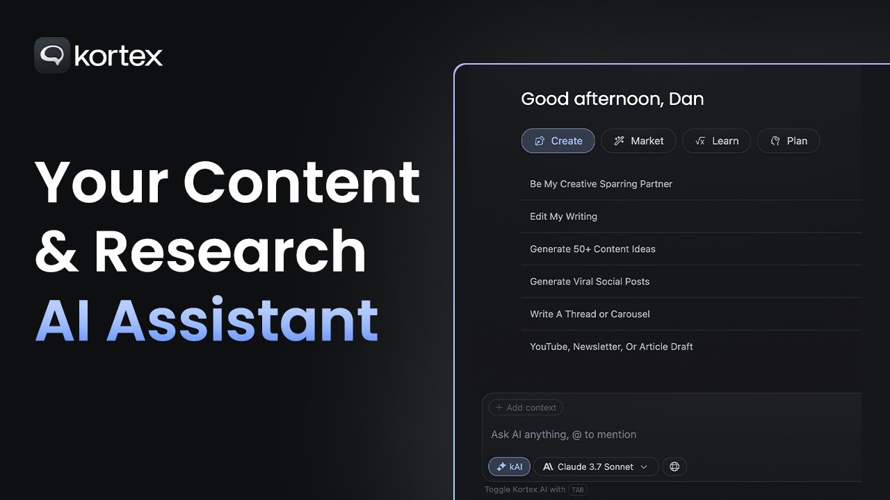 Introducing Kortex AI V2: Content Creation, Marketing, & Planning - YouTube