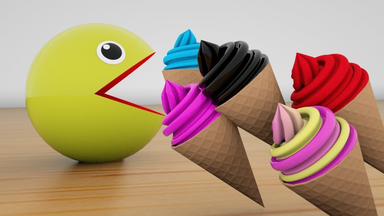 Learn Colors with 3D Pacman and Ice Creams - Learning Colors Animation ...