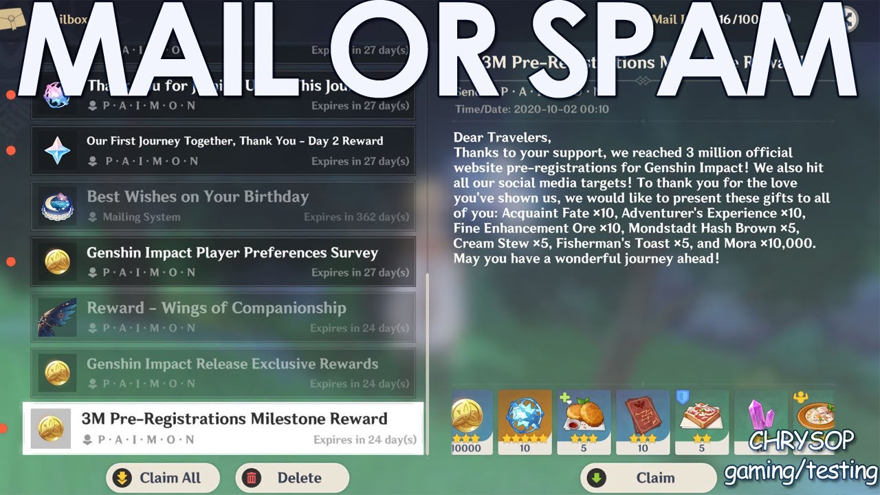 What a nice surprise - Genshin Impact Mail Rewards - YouTube