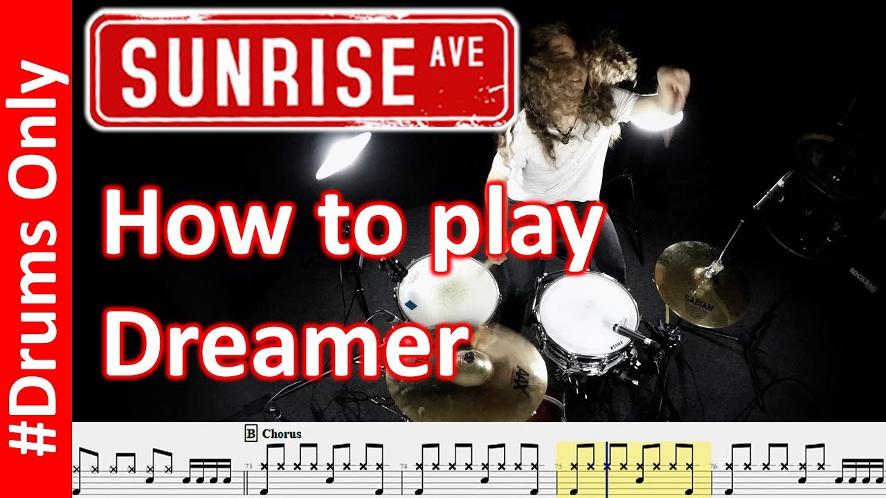 Drum Tutorial - Dreamer Sunrise Avenue Drums Only (Lesson, Score, Tabs) - YouTube