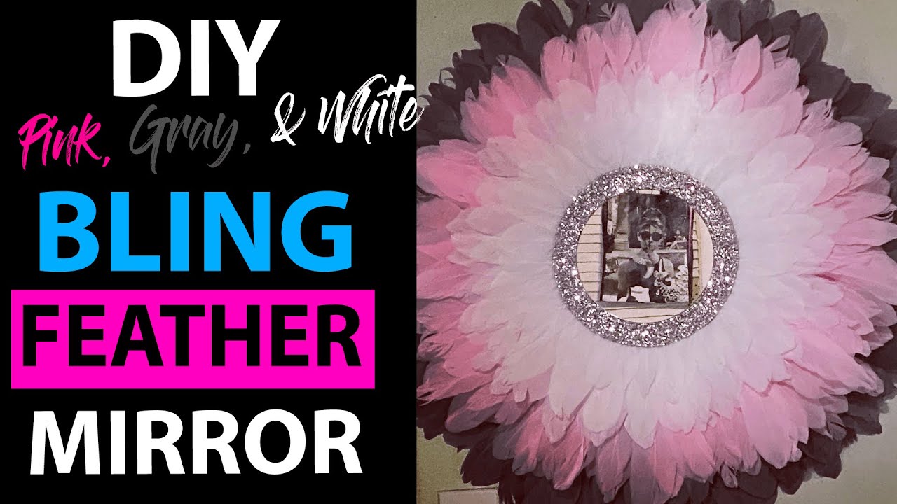 How to Make a Tri-Color Feather Mirror (White, Pink & Gray) | DIY - YouTube