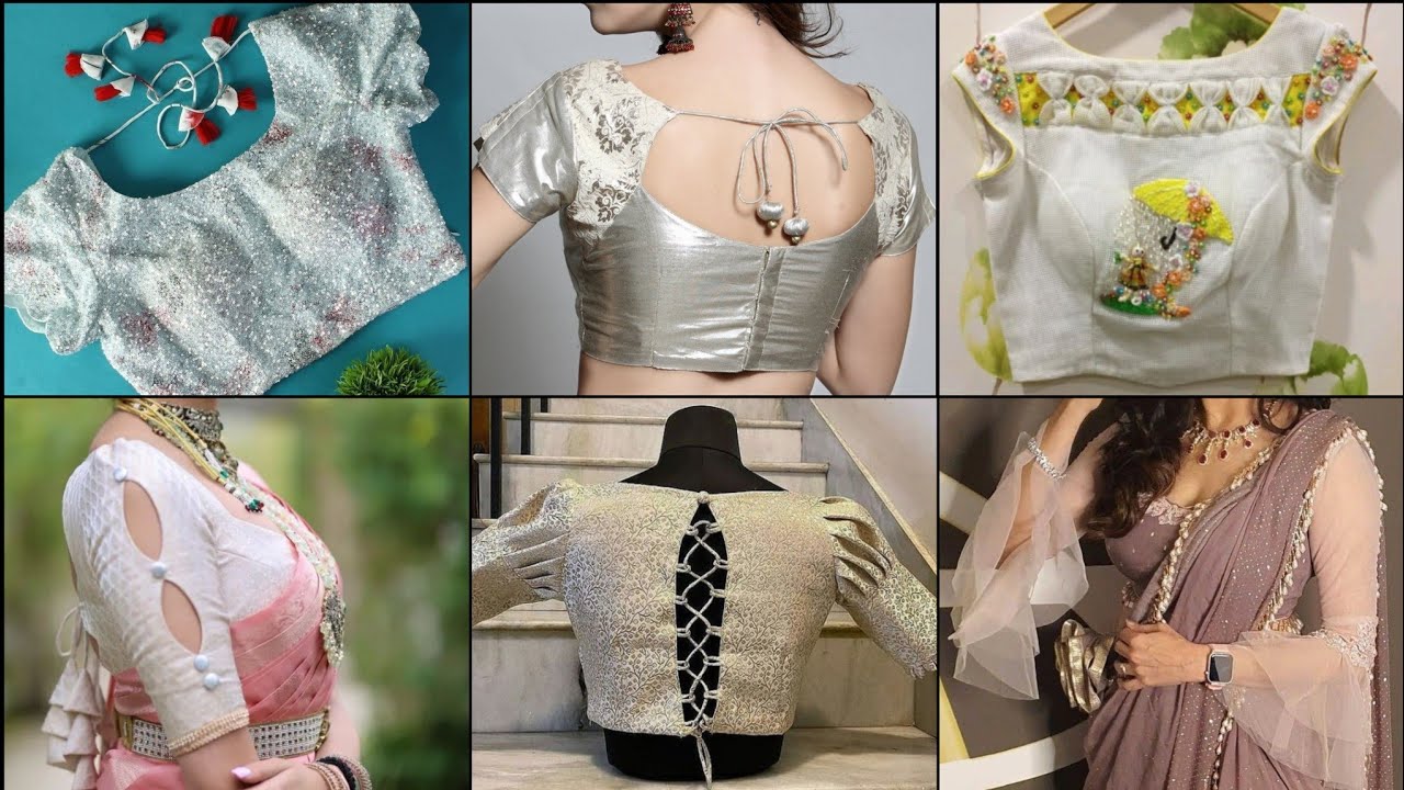 Silver colour blouse designs new model | blouse back design | blouse ...