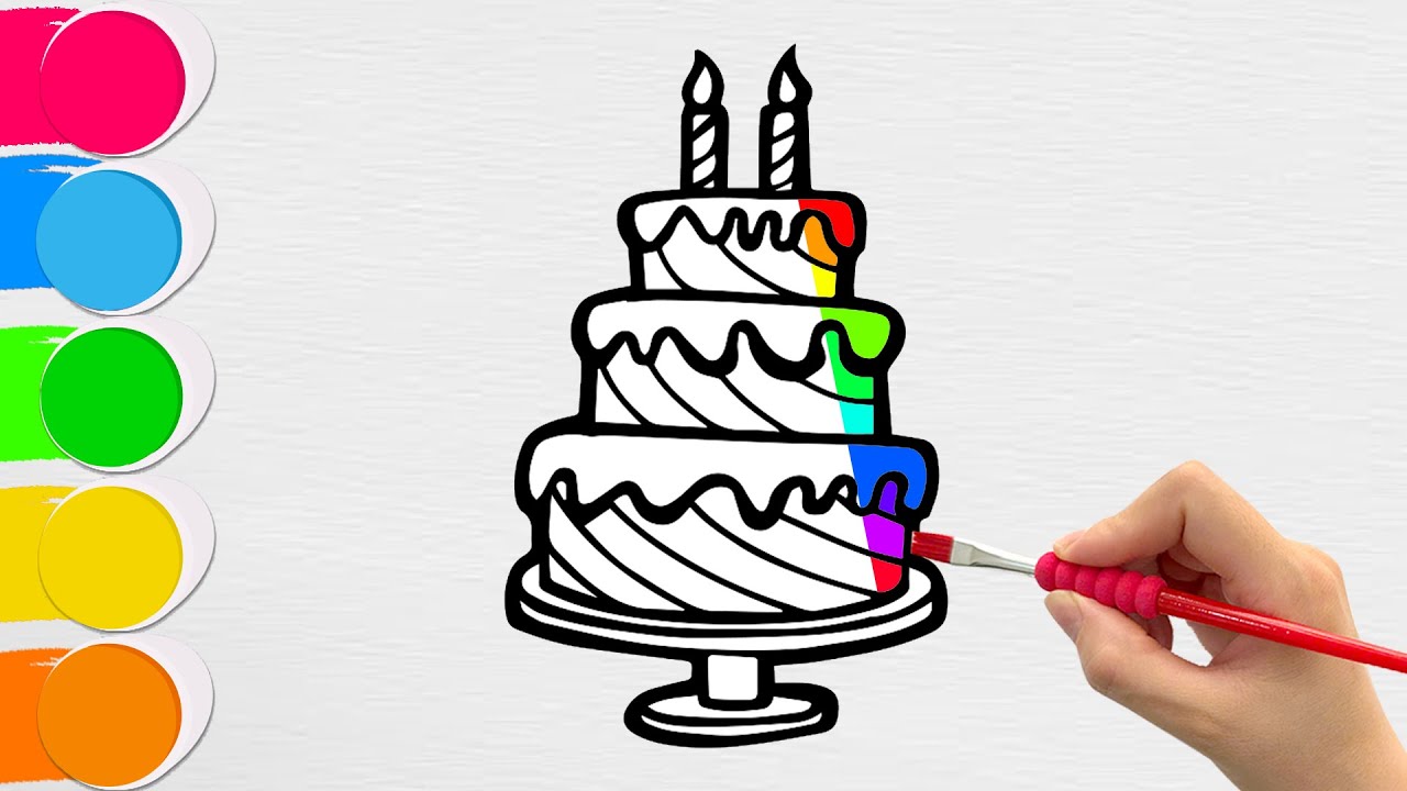 How to Draw a Birthday Cake | Easy Step-by-Step Tutorial - YouTube