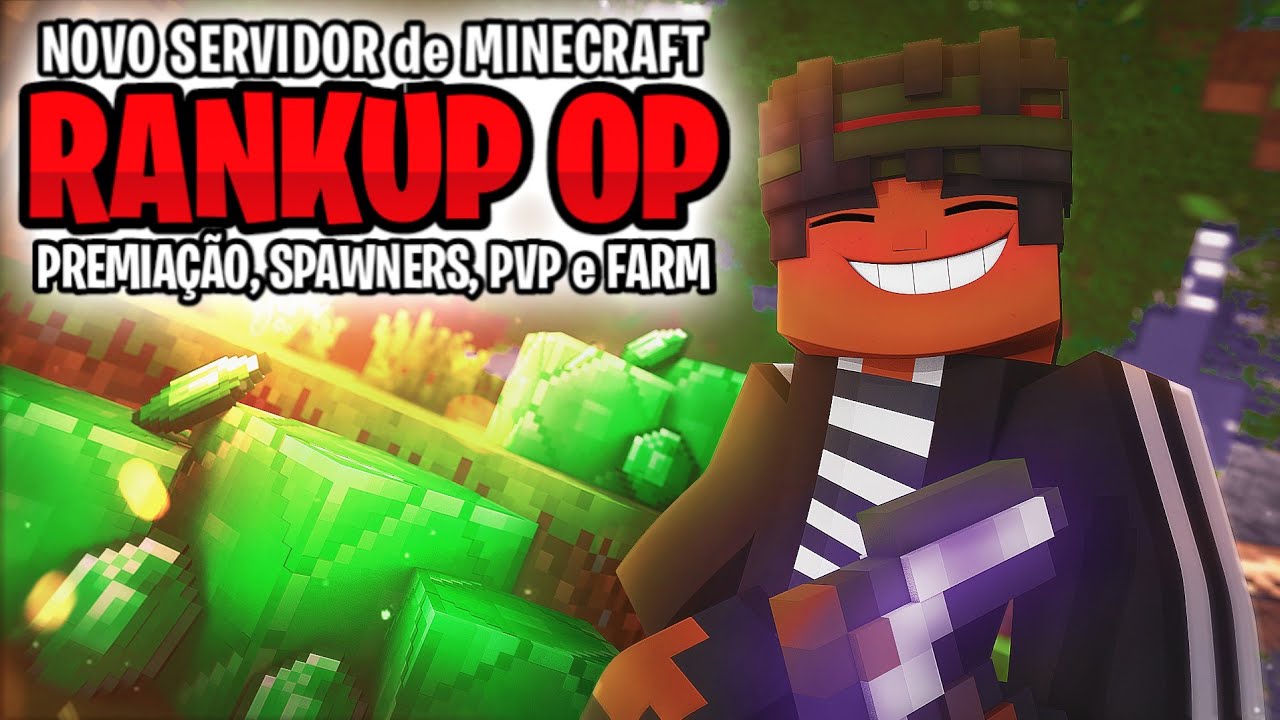 NOVO SERVIDOR de RANKUP OP para MINECRAFT JAVA e BEDROCK com MÁQUINAs, SPAWNERs e BOSSEs - YouTube