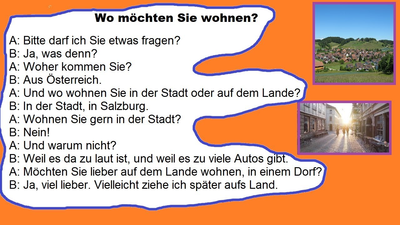 разговорный немецкий wo würde ich gern wohnen - YouTube
