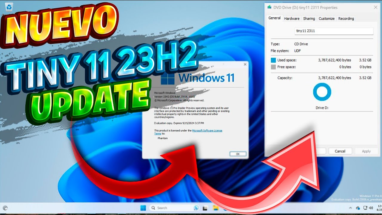 NUEVO! Tiny11 2311 Con MEJORAS / Windows 11 MAS LIGERO 23H2 - YouTube