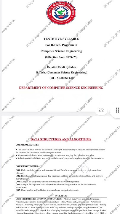 Jut B.tech CSE New Syllabus Data Structure & Algorithm 3rd Semester #btech #3rdsemester #dsa # ...