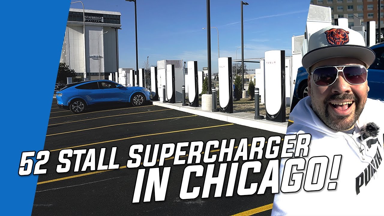 Tesla's Massive 52 Stall V4 Supercharger Site Unveiled in Chicago ...