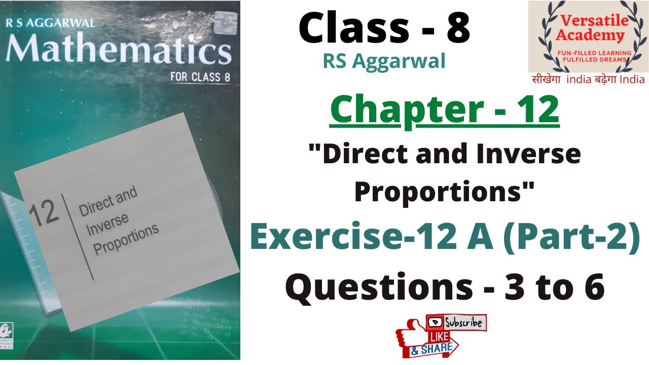 Class 8| Direct and Inverse Proportions| Exercise-12A |RS Aggarwal ...