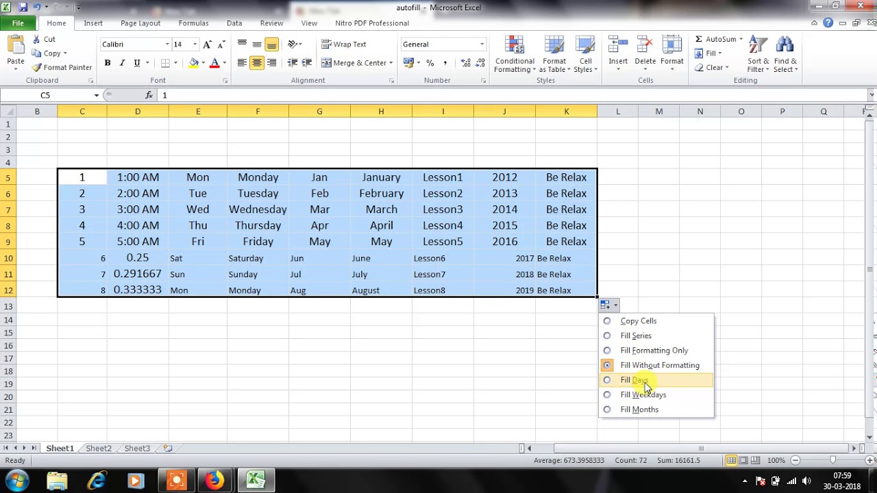 Autofill Function In Excel Part II YouTube Autofill Function In Excel Part II YouTube