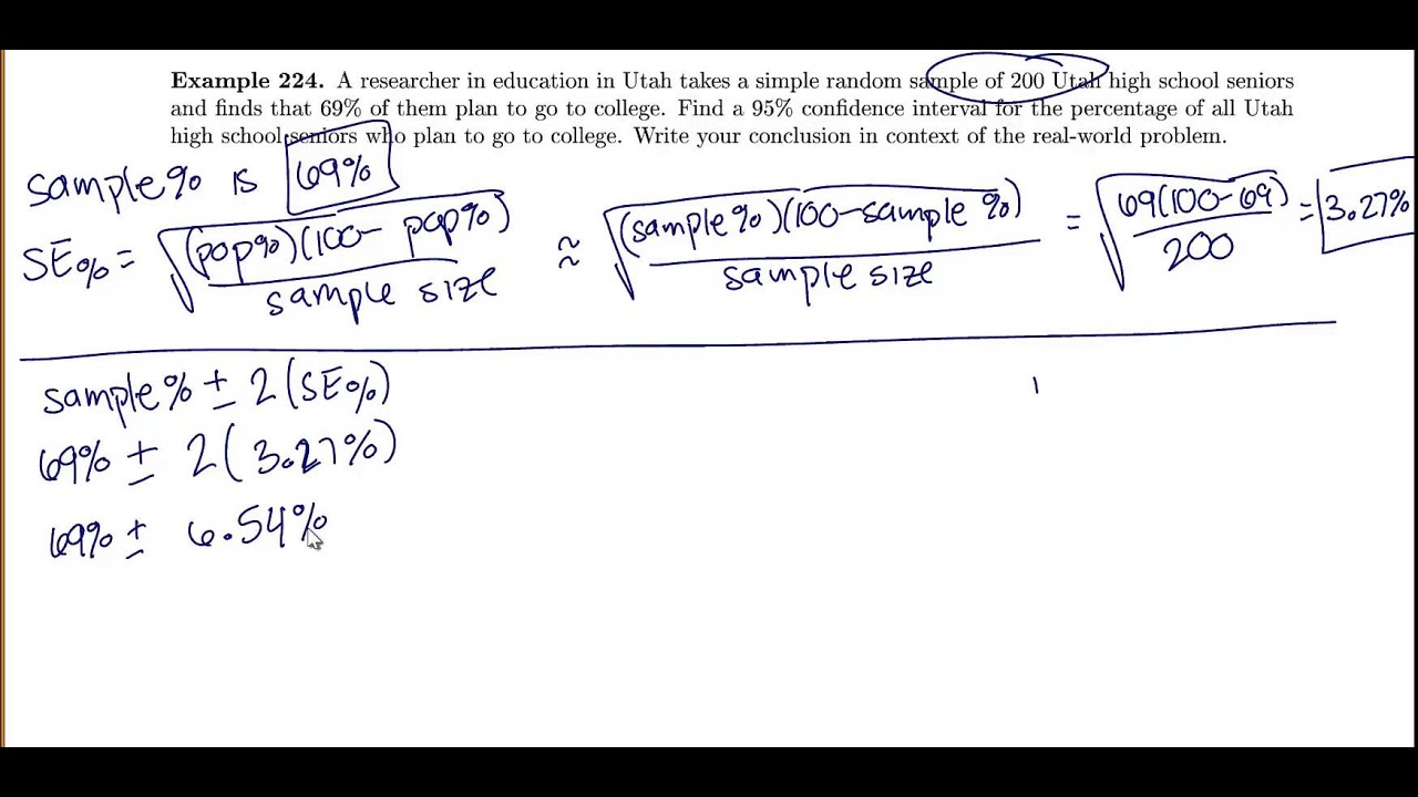 STAT 1040--Ch 21 Confidence Intervals for Percentages Part 1 - YouTube
