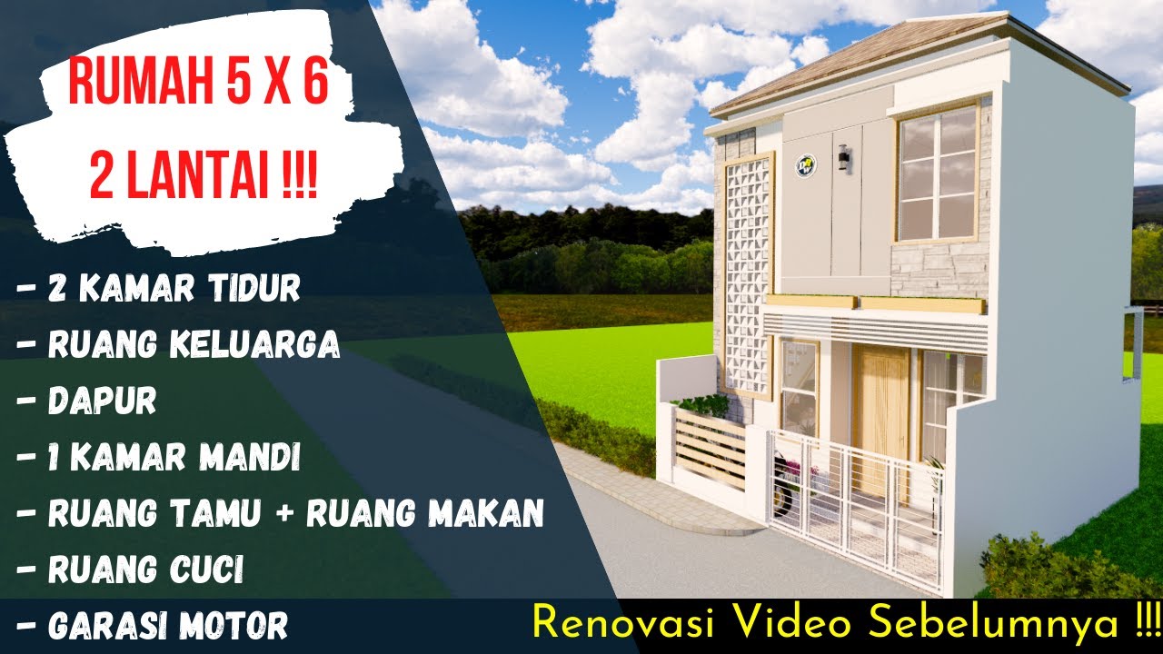 Desain Rumah Minimalis 5 x 6 2 Lantai - YouTube