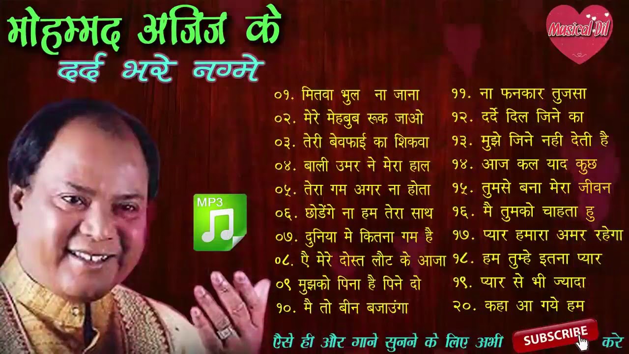 Mohammad Aziz ke Dard Bhare Nagme Hits of Mohammad Aziz 80's Hits Sad ...