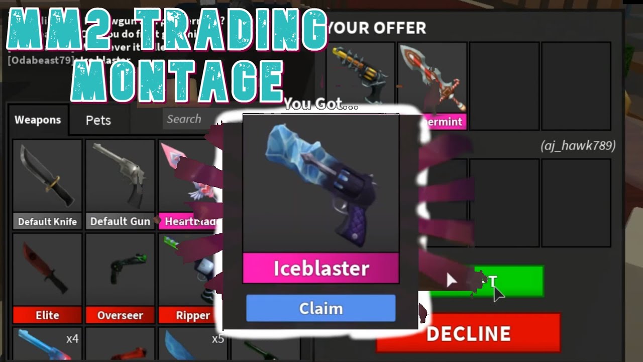 MM2 Trading Montage (Getting Iceblaster!!) - YouTube