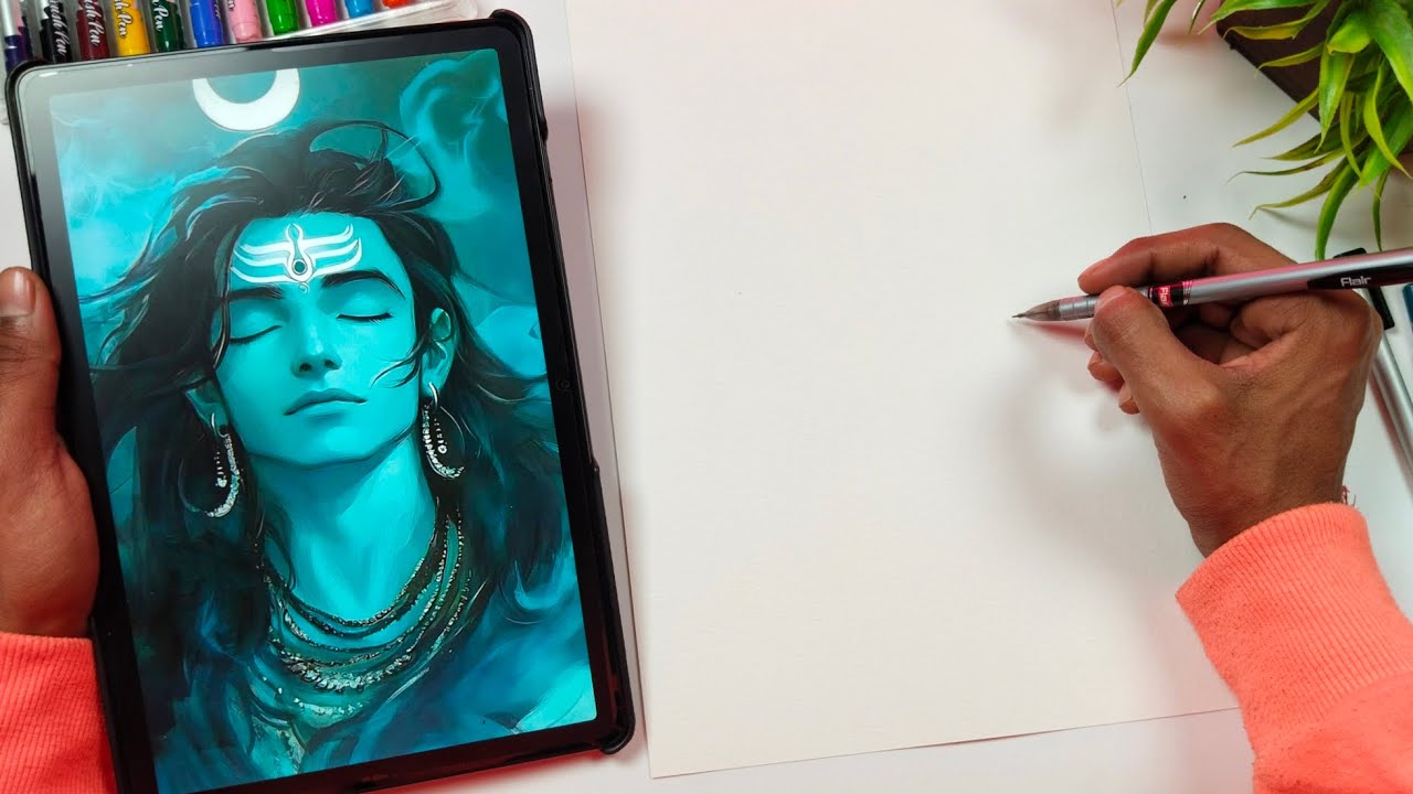 Draw with me - Mahadev drawing, Outline tutorial 🥰 - YouTube