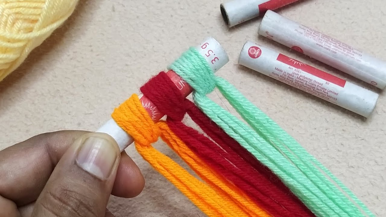 Amazing 2 Beautiful Woolen Yarn Flower making ideas with Cotton Thread ...