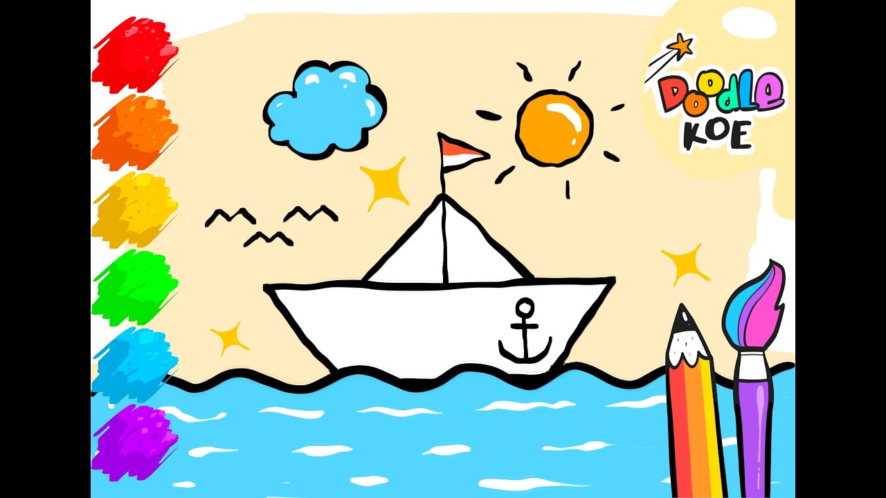 Paper Boat | drawing & coloring for kids and toddlers 🪄 - YouTube