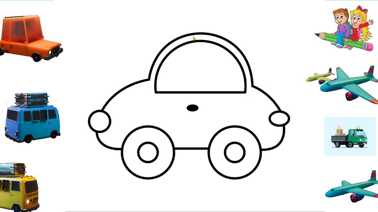 🦕🦖 Draw and Color Car for Kids and toddlers 🦖Car Drawing | Car Coloring ...