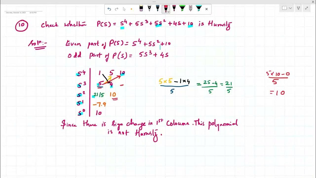 hurwitz polynomial numerical - YouTube