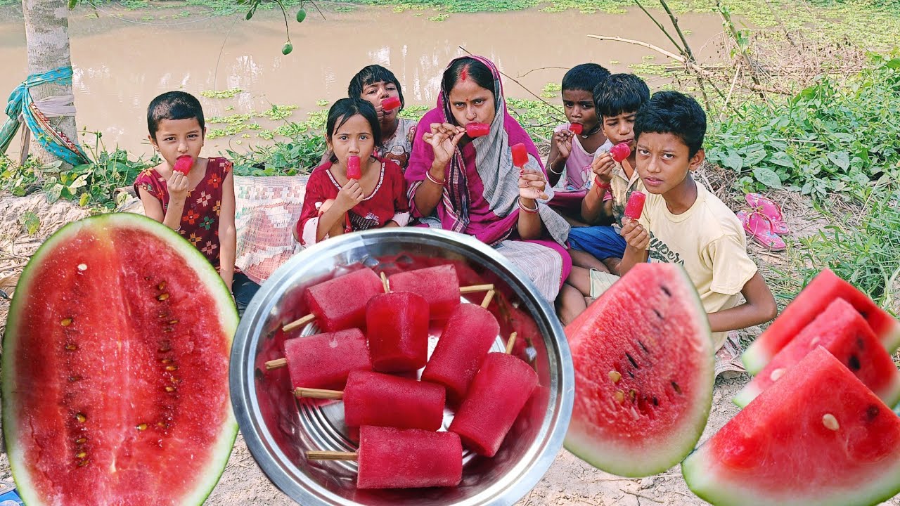 তরমুজের আইসক্রিম গরমে জীবন ঠান্ডা রং কেমিক্যাল ছাড়া বাচ্চাদের জন্য ...