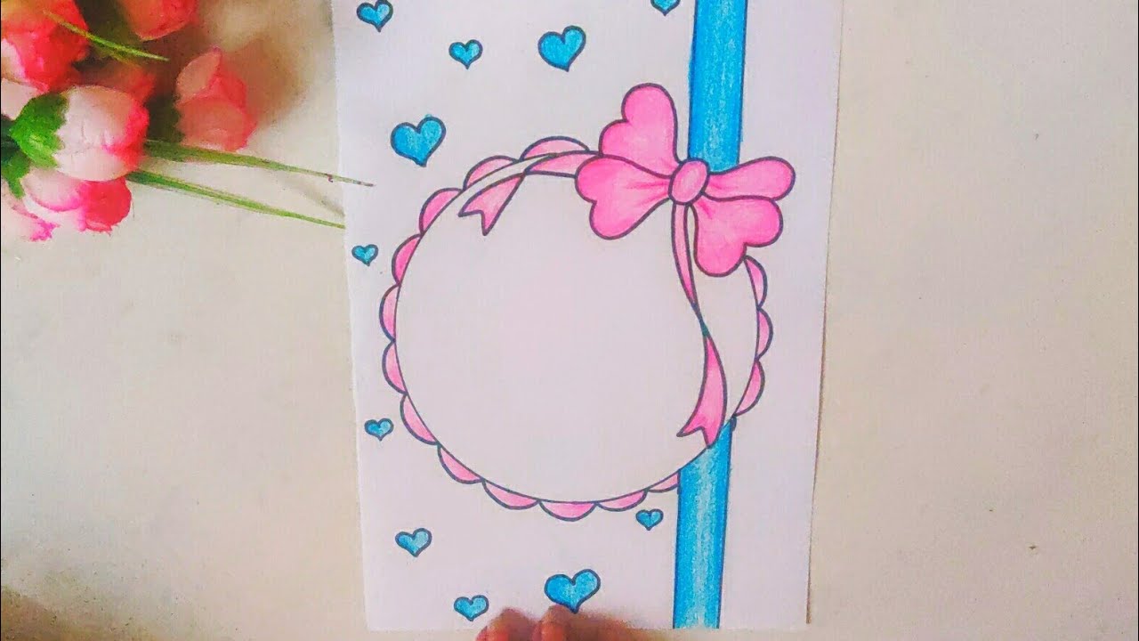 Ribbon Draw | Easy Border Design on Paper | Border Design for Project ...