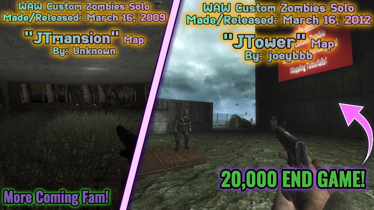 WAW Custom Zombies Solo "JTMansion & JTower" Map Completed - YouTube