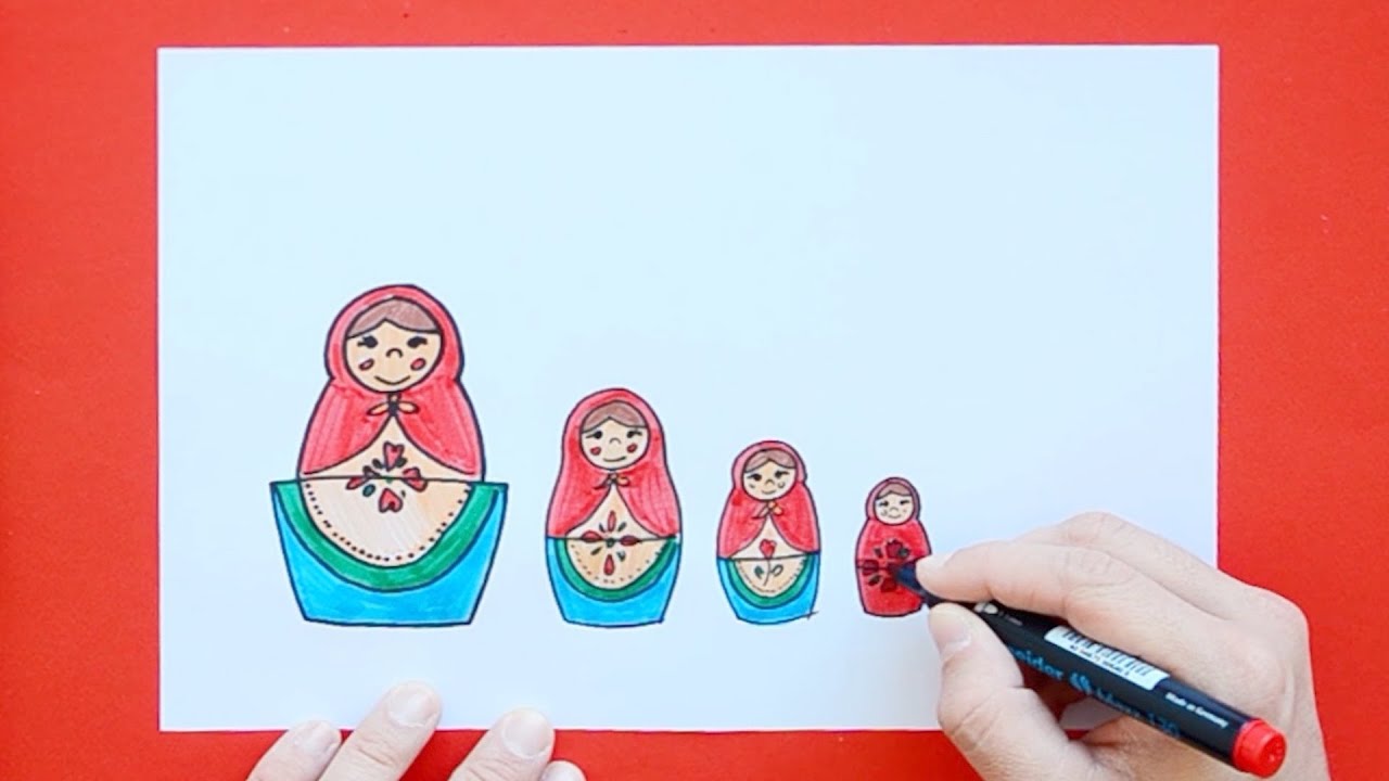 How to draw Russian dolls toy - YouTube