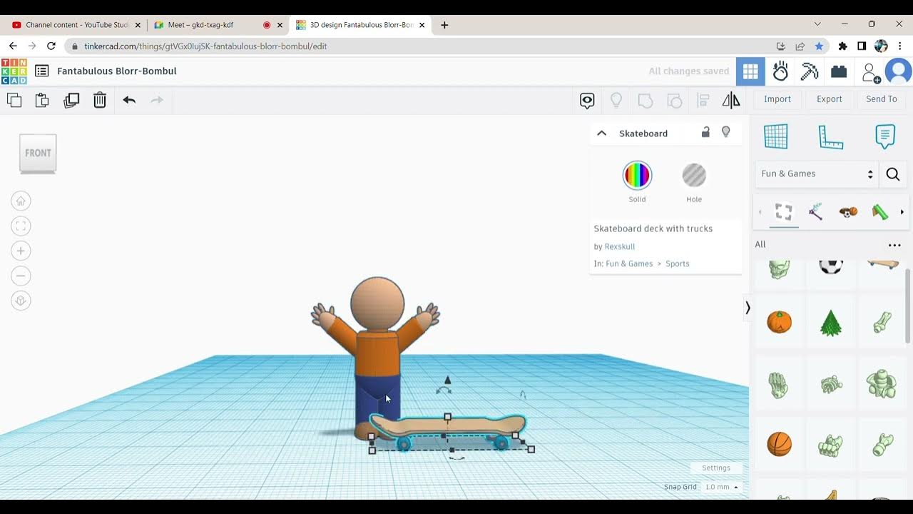 Tinkercad Project 19 Skateboard Rider Created By Trishanth Kumar Youtube