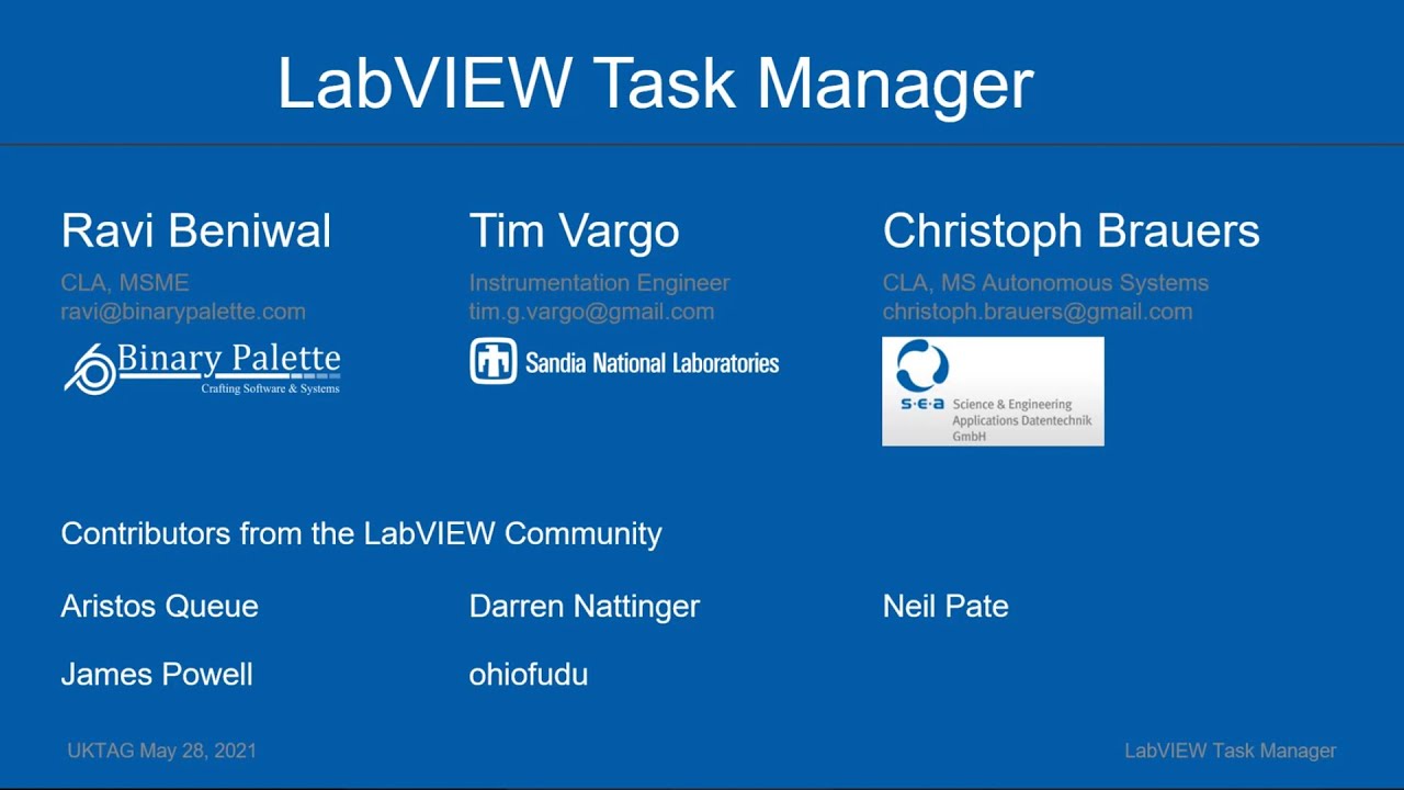 UKTAG#7 - What's new in LabVIEW Task Manager by Ravi Beniwal - YouTube