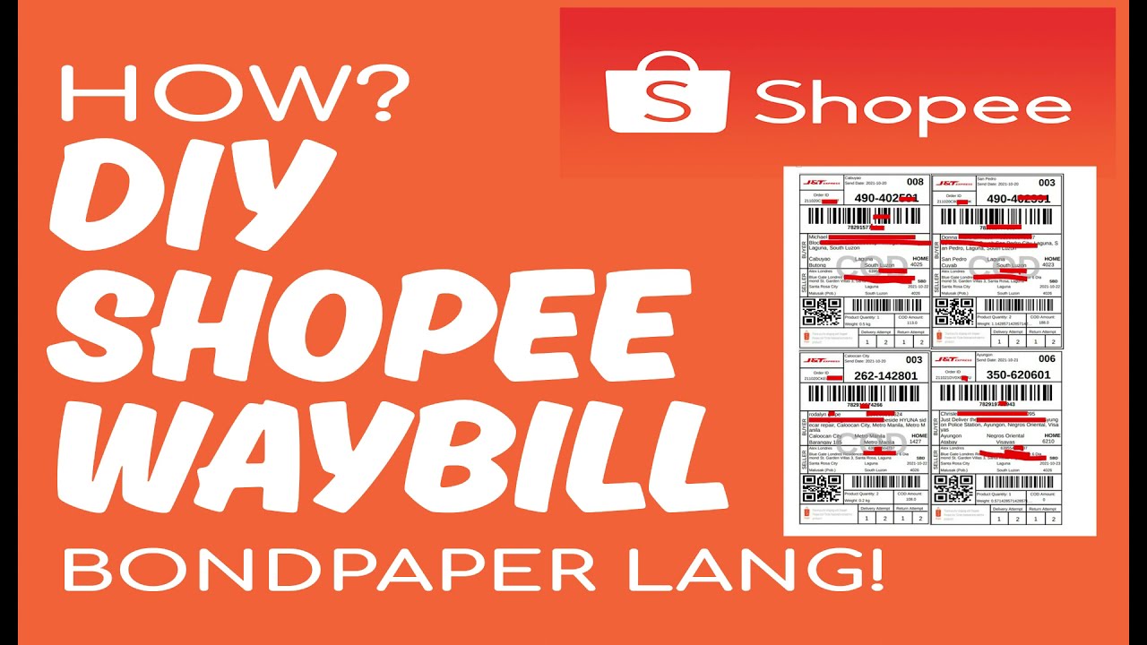 DIY SHOPEE WAYBILL PRINT! BONDPAPER AT REGULAR PRINTER LANG! - YouTube