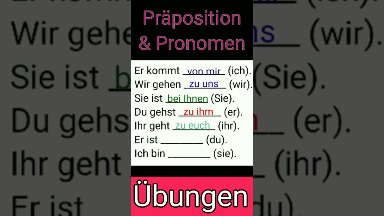 von, bei, zu, Präposition und Präposition - von mir, zu uns, bei ihnen ...
