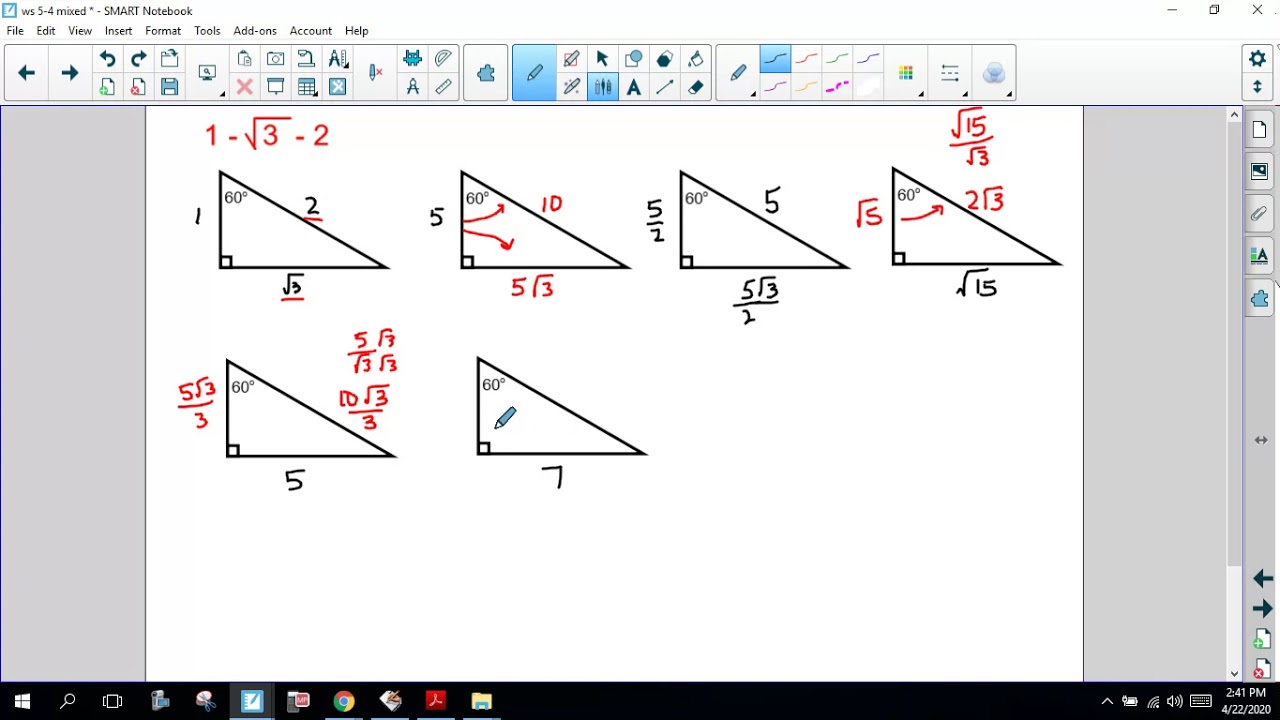 30 60 Right Triangles Dividing By Radical 3 YouTube