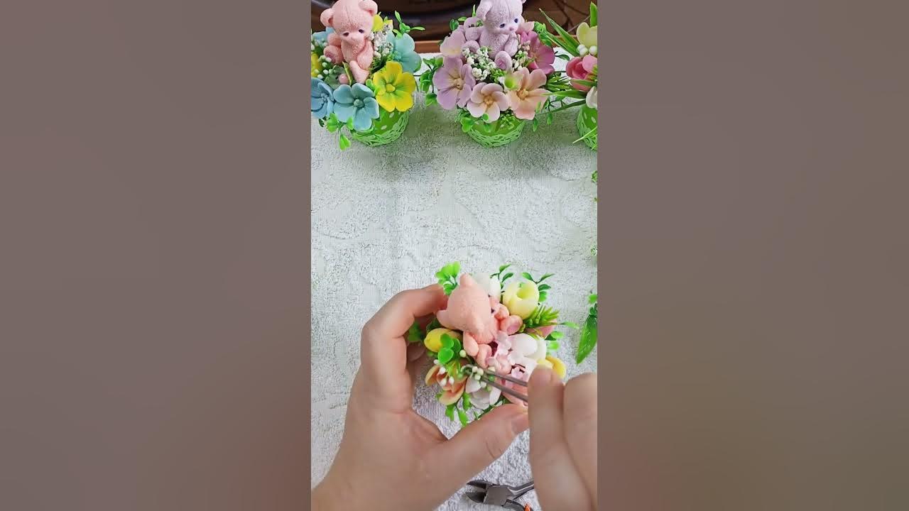 Мыловарение\Сборка букета Мишка с цветами\Миниатюра. - YouTube