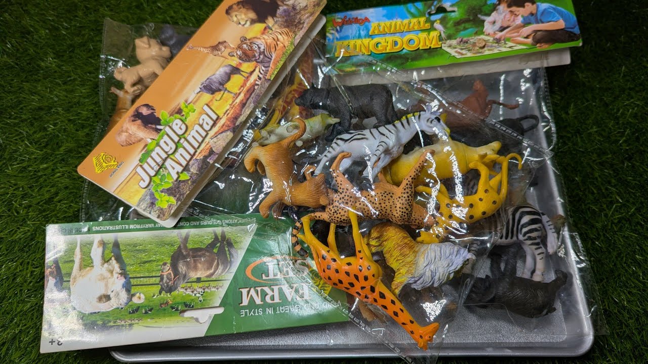 ASMR 7:53 Minutes Satisfying Unboxing Animal Toys, Cow Giraffe Elephant ...