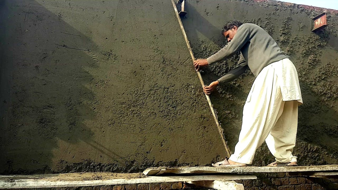 Construction of outdoor Wall Plastering technique || Accurately work ...