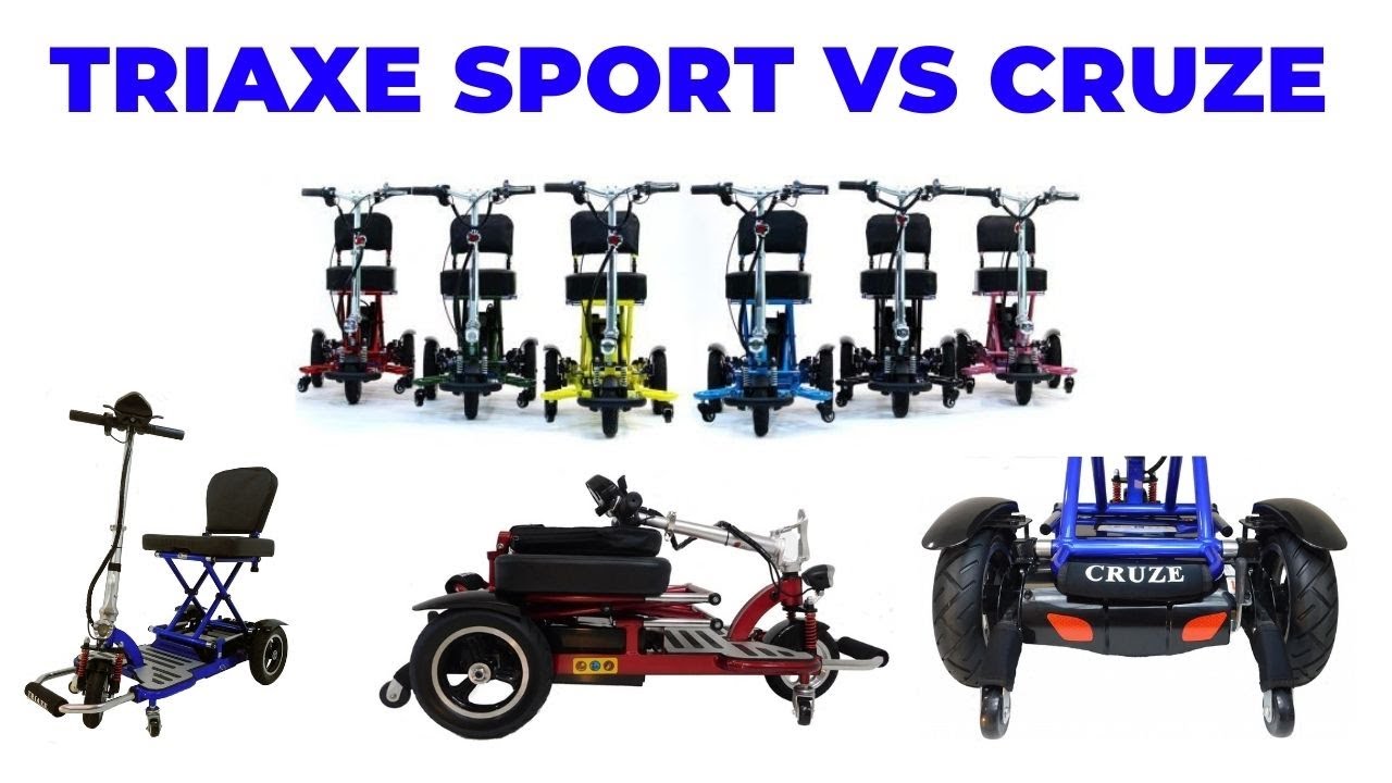 Triaxe Sport vs Cruze 3 Wheel fold down electric scooter - YouTube