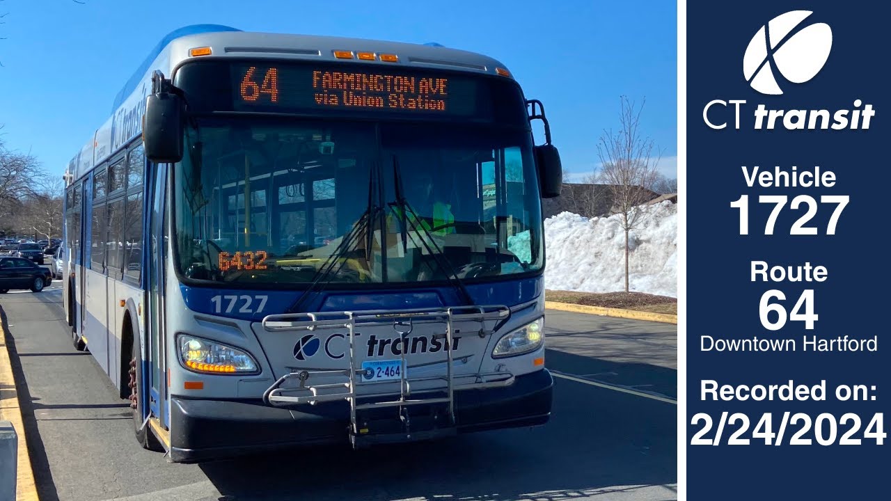 Bus Ride | CTtransit #1727 on the 64 Inbound - YouTube
