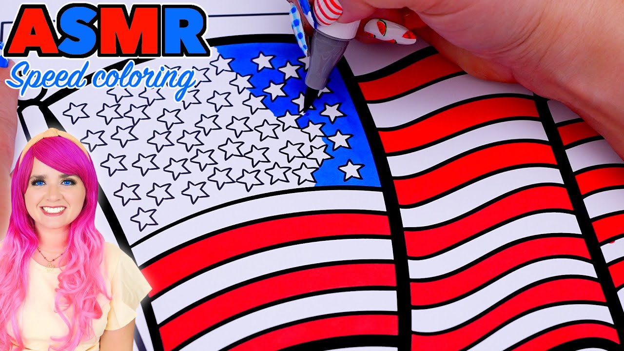 ASMR Speed Coloring an American Flag (ASMR Coloring Sounds & No Talking ...