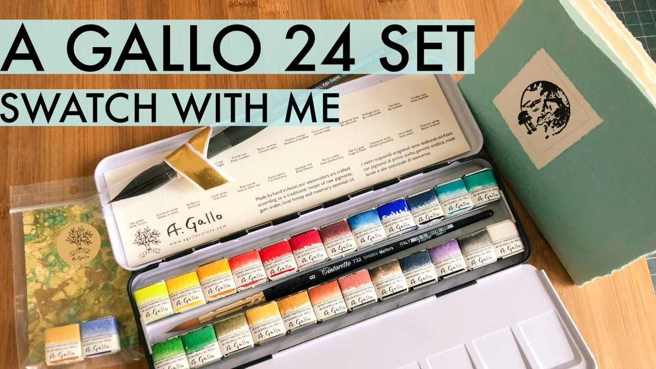 A Gallo Handmade Watercolors 24 set + Lapis Lazuli and Gold | Swatch ...