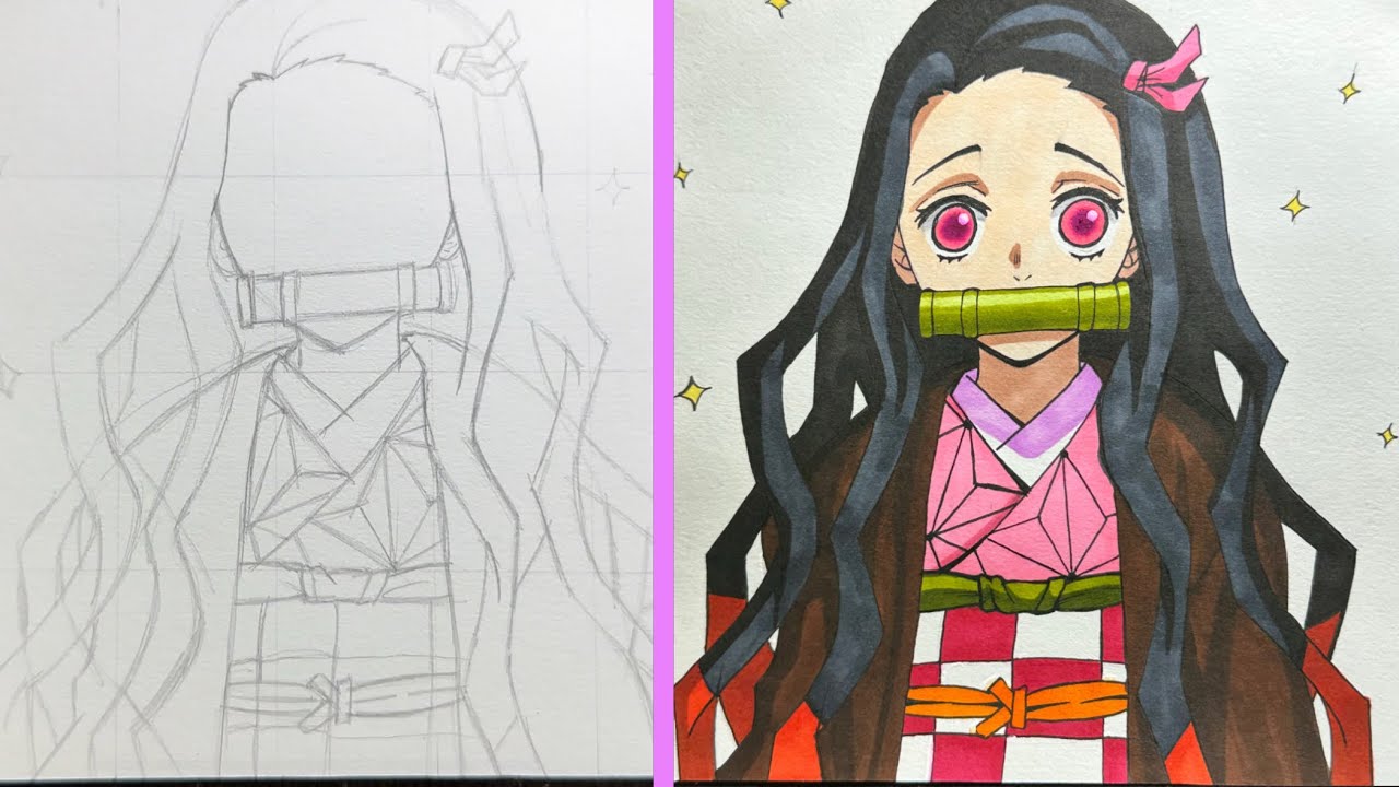 How to draw Nezuko Kamado | demon slayer drawing |step by step tutorial ...