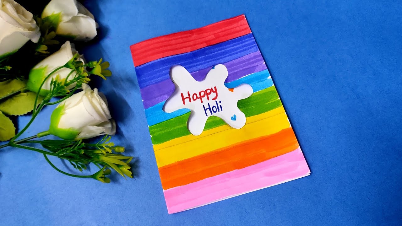How to make Happy Holi Card || Handmade Happy Holi Card || DIY Happy ...