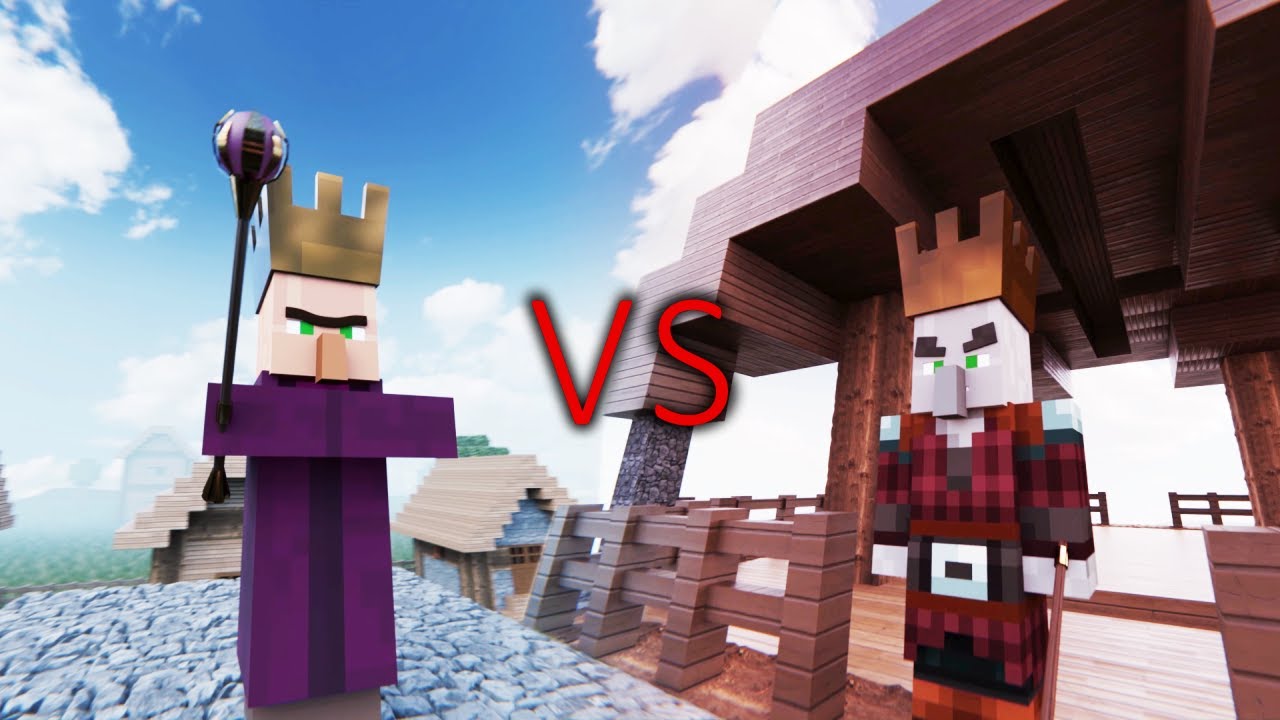 Villager King Vs Pillager King in Realistic Minecraft - YouTube