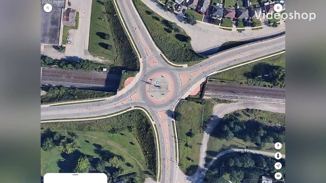 A roundabout “bridge” over the CN railway tracks. London, Ontario ...