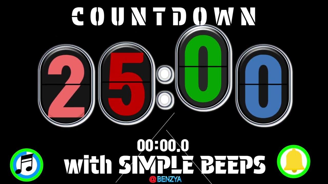 bounce circle flip clock 25 minute countdown with simple beeps timer alarm🔔 - YouTube